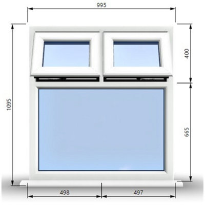 995mm (W) x 1095mm (H) PVCu StormProof Casement Window - 2 Top Opening ...