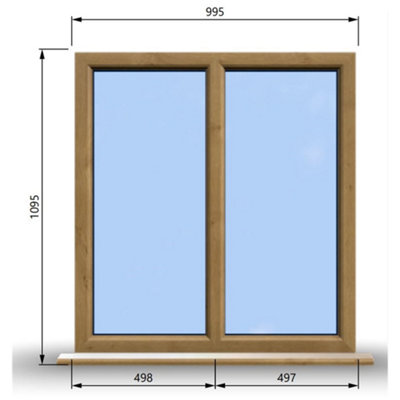 995mm (W) x 1095mm (H) Wooden Stormproof Window - 2 Non-Opening Windows ...