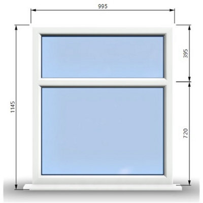 995mm (W) x 1145mm (H) PVCu StormProof Casement Window - 2 Horizontal ...