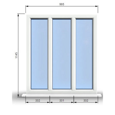 995mm (W) x 1145mm (H) PVCu StormProof Casement Window - 3 Panes Non ...