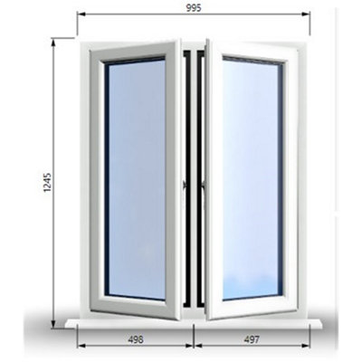 995mm (W) x 1245mm (H) PVCu StormProof Casement Window - 2 Central ...