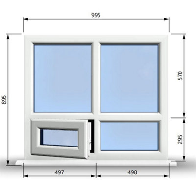 995mm (W) x 895mm (H) PVCu StormProof Casement Window - 1 Bottom ...