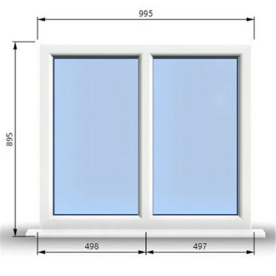995mm (W) x 895mm (H) PVCu StormProof Casement Window - 2 Vertical ...