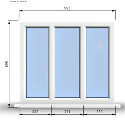 995mm (W) x 895mm (H) PVCu StormProof Casement Window - 3 Panes Non ...