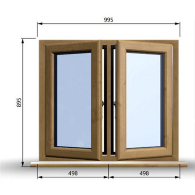 995mm (W) x 895mm (H) Wooden Stormproof Window - 2 Opening Windows ...
