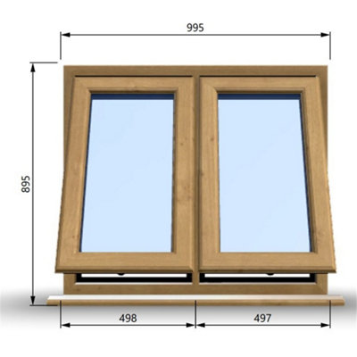 995mm (W) x 895mm (H) Wooden Stormproof Window - 2 Opening Windows ...