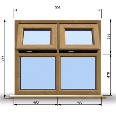 995mm (W) x 895mm (H) Wooden Stormproof Window - 2 Top Opening Windows ...