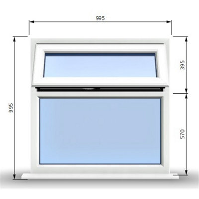 995mm (W) x 995mm (H) PVCu StormProof Casement Window - 1 Top Opening ...