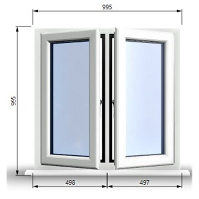 995mm (W) x 995mm (H) PVCu StormProof Casement Window - 2 Central ...