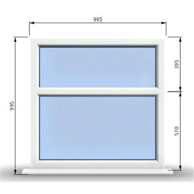 995mm (W) x 995mm (H) PVCu StormProof Casement Window - 2 Horizontal ...