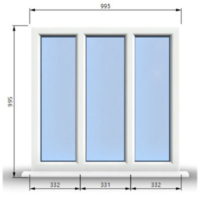 995mm (W) x 995mm (H) PVCu StormProof Casement Window - 3 Panes Non ...