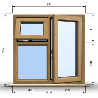 995mm (W) x 995mm (H) Wooden Stormproof Window - 1 Opening Window ...