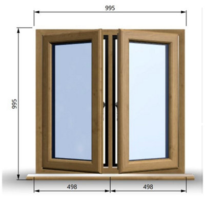 995mm (W) x 995mm (H) Wooden Stormproof Window - 2 Opening Windows ...
