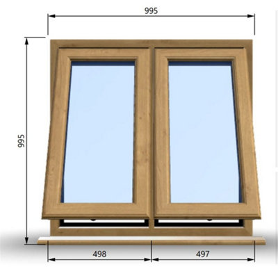 995mm (W) x 995mm (H) Wooden Stormproof Window - 2 Opening Windows ...
