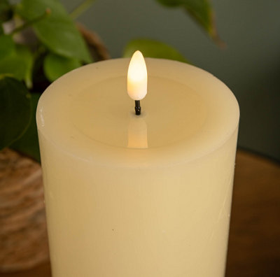 9cm x 23cm Cream Wax Melted Pool Effect Candle with Timer Function and ...