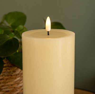 9cm x 23cm Cream Wax Melted Pool Effect Candle with Timer Function and ...
