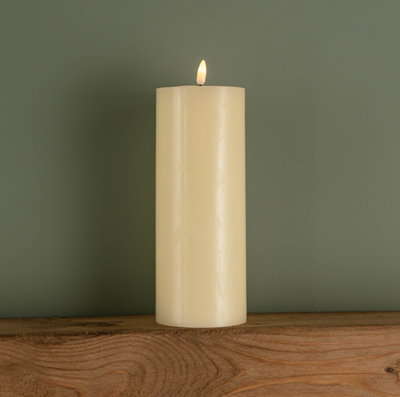 9cm x 23cm Cream Wax Melted Pool Effect Candle with Timer Function and ...