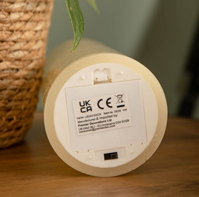 9cm x 23cm Cream Wax Melted Pool Effect Candle with Timer Function and ...