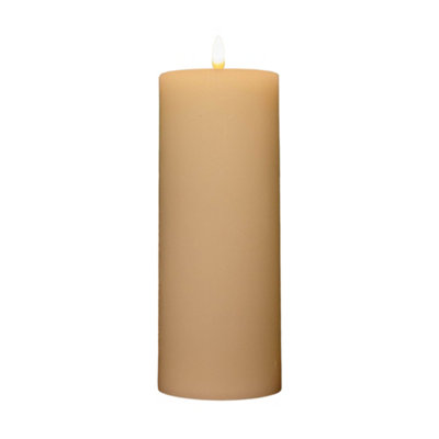 9cm x 23cm Cream Wax Melted Pool Effect Candle with Timer Function and ...