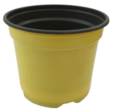 9cm Yellow Round Plant Pots x 10