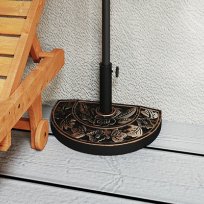 9kg Half Round Resin Parasol Base 50cm Garden Umbrella Stand 31x50x32cm