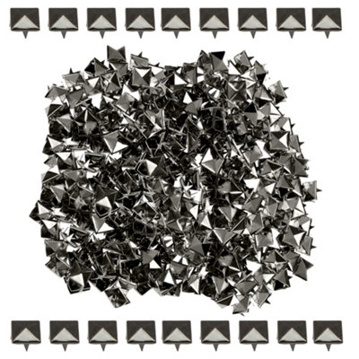 9mm Gunmetal Black Pyramid Shaped Nail Head Studs Rivet - Pack of 50