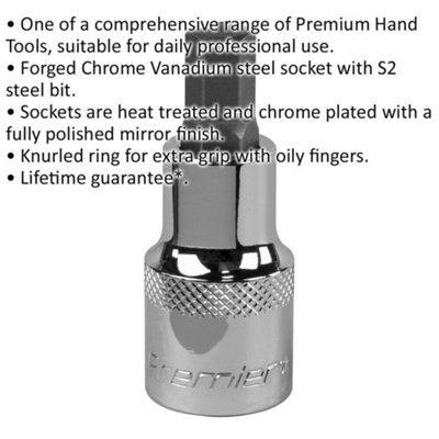 9mm Hex Socket Bit - 1/2 Inch Drive - Chrome Vanadium Wrench Tool