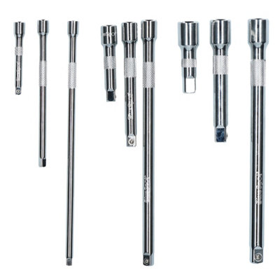 9pc 1/4" 3/8" 1/2" Drive Straight Socket Extension Bar Set 75mm 125mm 250mm | DIY at B&Q