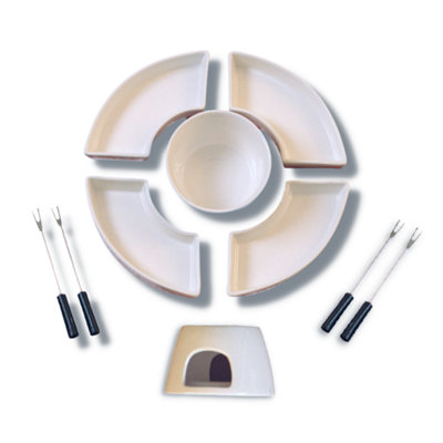 9pc Ceramic Chocolate Fondue Set
