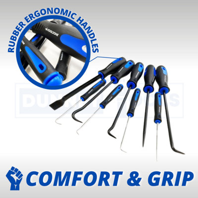 9pc Pick and Hook Set Gasket Scraper Hose Removal Pry Pullers Garage Tool Set