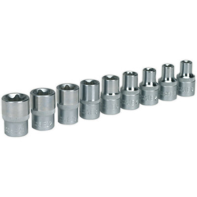 9pc TRX Star Female Socket Set - 1/2" Square Drive - E10 to E24 - Fully ...