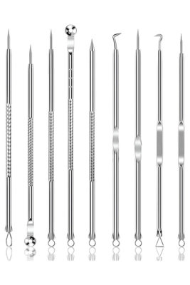 9pcs Blackhead Remover Tool Set, Pimple Popper, Comedone Extractor Tool
