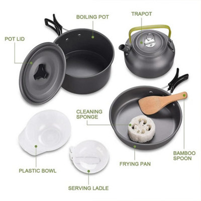 9Pcs Portable Cookware Set Picnic Pot Pan Cooking Kits Outdoor for ...