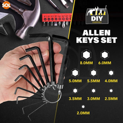 9pk Heavy Duty Allan Keys Assorted Sizes - 2mm to 8mm - Small Allen Key ...
