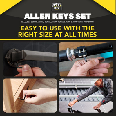 9pk Heavy Duty Allan Keys Assorted Sizes - 2mm to 8mm - Small Allen Key Set - Hex Key Set - Alan ...