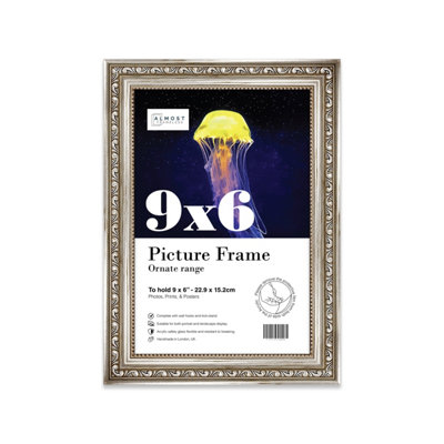 9x6 Silver Ornate Picture Frame (22.9 x 15.2cm) Poster, Photo, Artwork ...