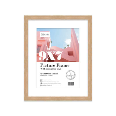 9x7" Oak Frame With Mount for 7x5" Pictures 20mm Thin Edge Portrait and ...
