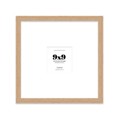 9x9" Oak Picture Frame - 9x9" Square Frame with 5x5" Mount for 9x9"/5x5 ...
