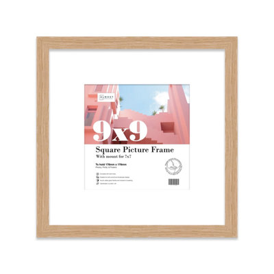 9X9" OAK PICTURE FRAME - 9X9" SQUARE FRAME WITH 7X7" MOUNT FOR 9X9"/7X7 ...