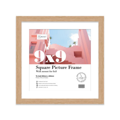 9x9" Oak Picture Frame - 9x9" Square Frame with 8x8" Mount for 9x9"/8x8 ...