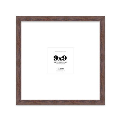 9x9" Walnut Picture Frame - 9x9" Square Frame with 5x5" Mount for 9x9 ...