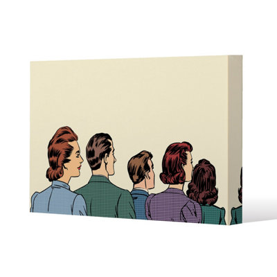 A crowd of spectators stand back retro style pop art (Canvas Print ...