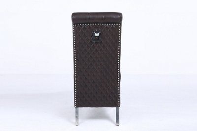 A Pair Brown Leather Aire High Tuffted Knocker & Stud High Back Dining ...