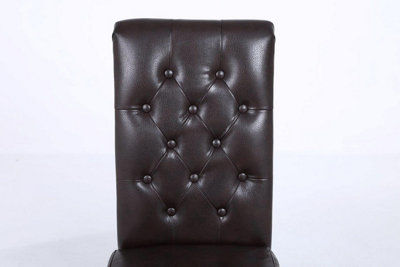 A Pair Brown Leather Aire High Tuffted Knocker & Stud High Back Dining ...