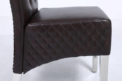 A Pair Brown Leather Aire High Tuffted Knocker & Stud High Back Dining ...