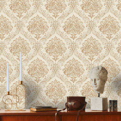 A.S. Creation David Vienna White Gold Damask Metallic Wallpaper 39112 5