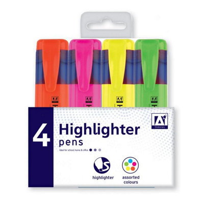 A Star Highlighters (Pack Of 4) Orange/Pink/Yellow/Green (One Size)