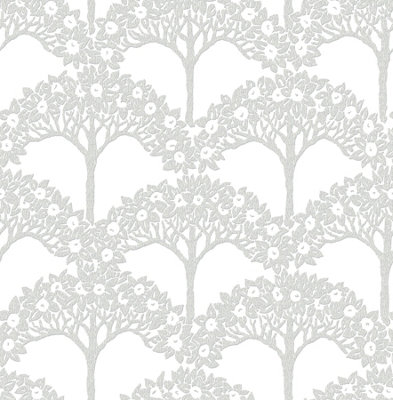 A-Street FD26110 Dawson Magnolia Tree Wallpaper, Light Grey