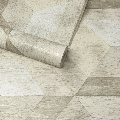 A Street Prints Reclaimed Rustic Wood Tile Natural Wallpaper | DIY at B&Q