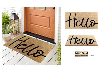 A.Unique Home 15mm Natural Coir Doormat with Printed Pattern 40cm x ...